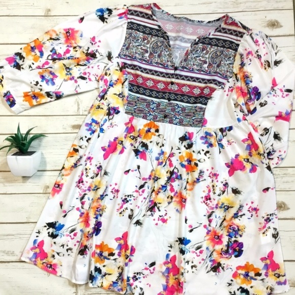 Dresses | Peasant Style Floral Print Festival Shift Dress | Poshmark